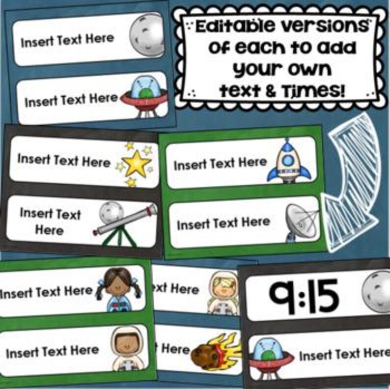 Daily Visual Schedule Cards for Classroom Agenda Outer Space Theme ...