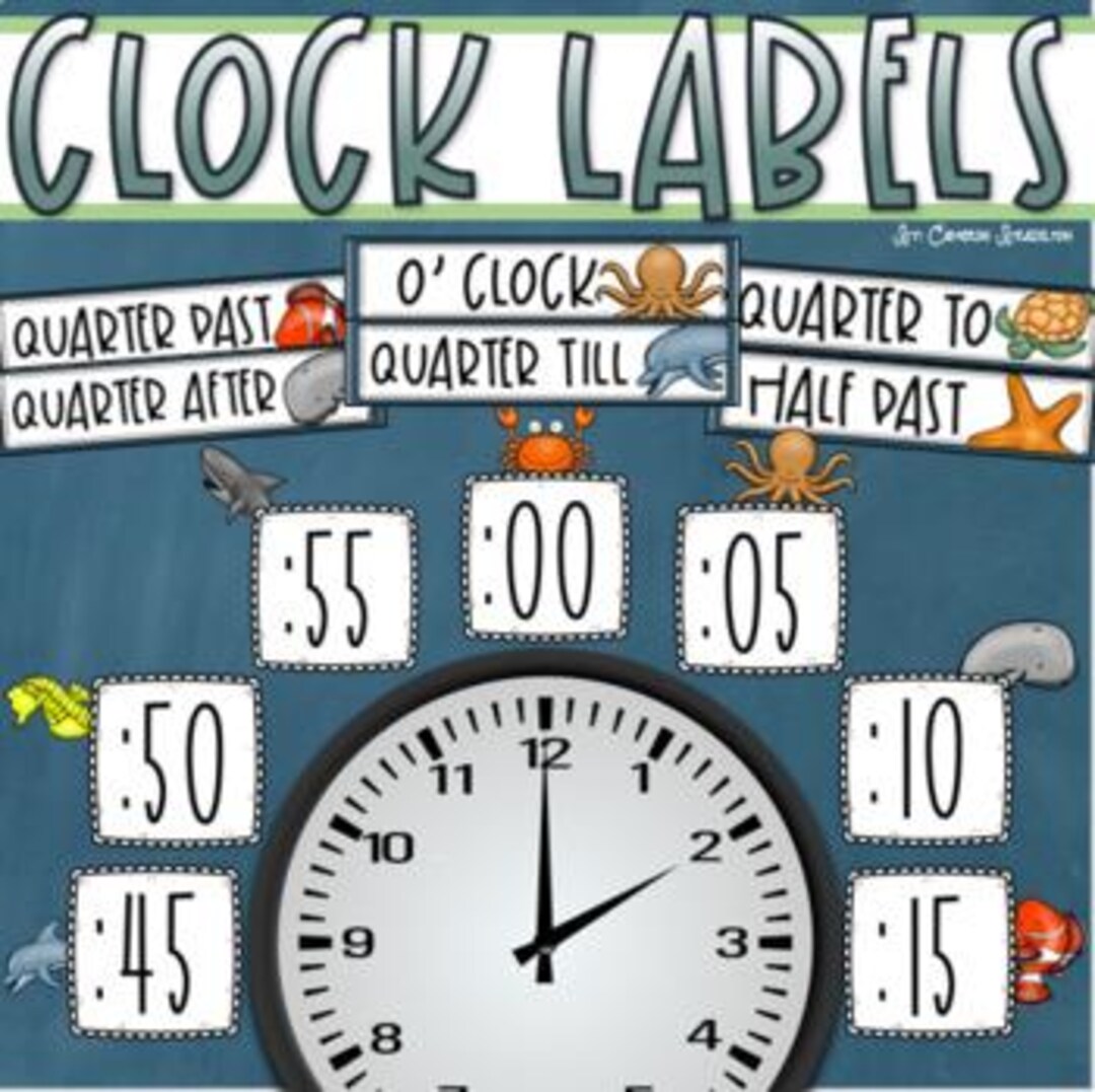 Clock Labels Telling Time Ocean Underwater Theme INSTANT DOWNLOAD - Etsy