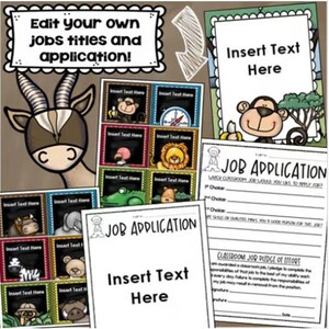 Classroom Jobs Helpers Chart Labels Signs Jungle Safari Theme EDITABLE ...