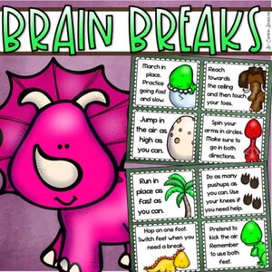 Brain Breaks Movement Cards Dinosaur Dino Theme INSTANT DOWNLOAD - Etsy