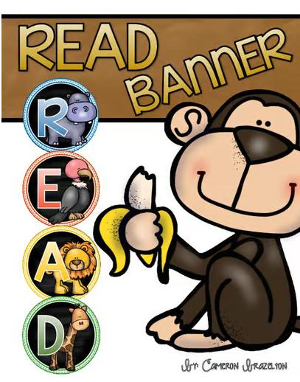 Reading Banner Classroom Decoration Bulletin Board Jungle Safari Theme ...