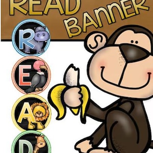 Reading Banner Classroom Decoration Bulletin Board Jungle Safari Theme ...