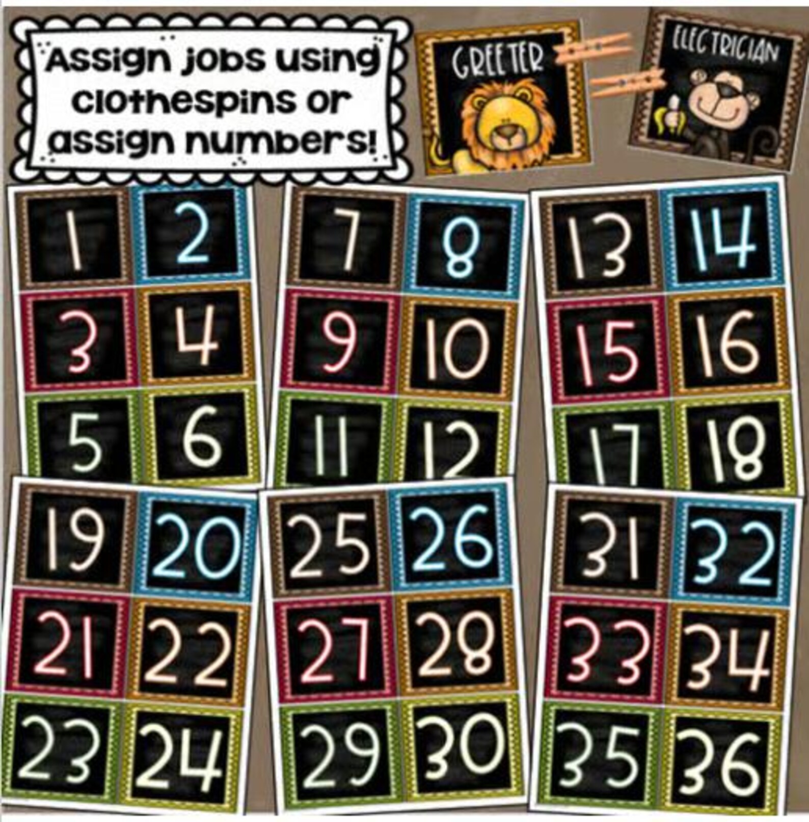 Classroom Jobs Helpers Chart Labels Signs Jungle Safari Theme EDITABLE ...