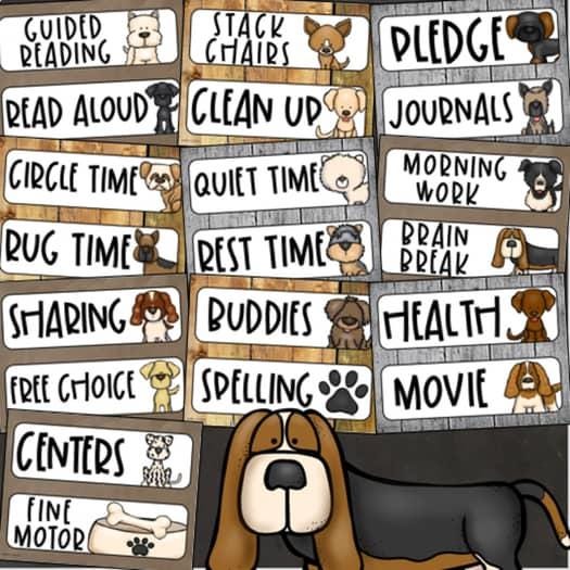 Daily Visual Schedule Cards for Classroom Agenda Dog Theme Editable ...