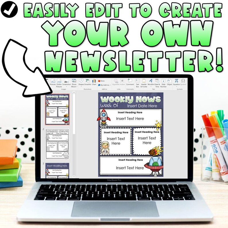Weekly Newsletter Editable Template Outer Space Theme INSTANT DOWNLOAD ...