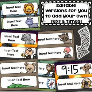Daily Visual Schedule Cards for Classroom Agenda Jungle Safari Theme ...