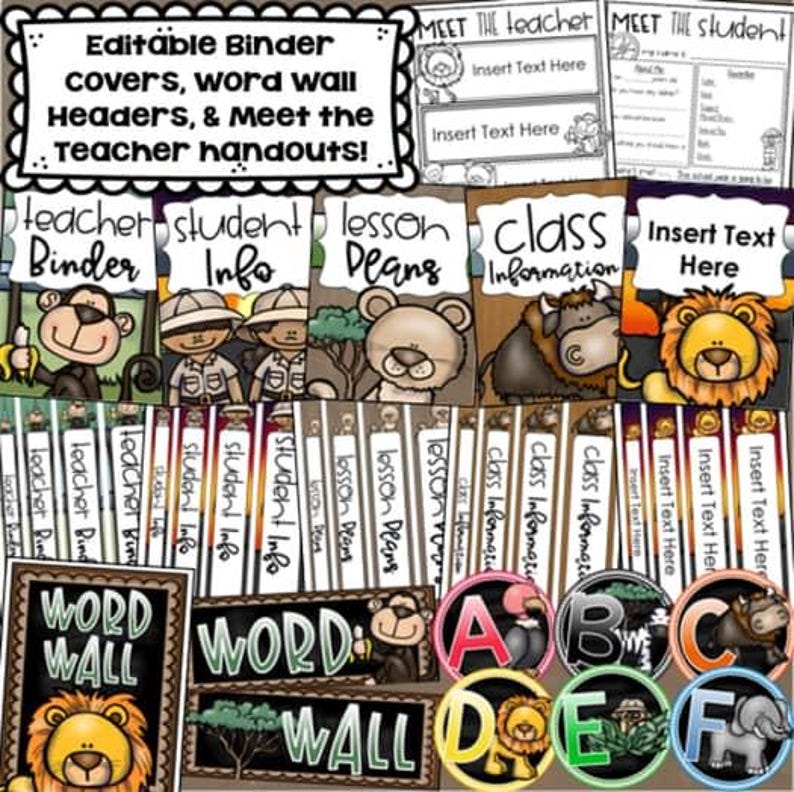 Jungle Safari Class Decor Bundle (posters, Binder Covers, Schedule ...