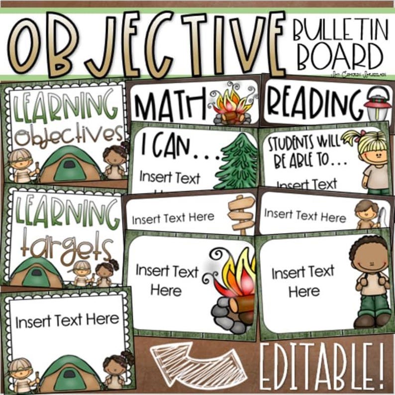 Learning Targets Bulletin Board Objectives Posters Camping Camp Out ...