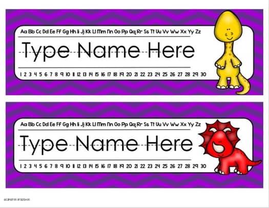 Name Tags Plates Desk Labels Dinosaur Theme Editable INSTANT DOWNLOAD ...