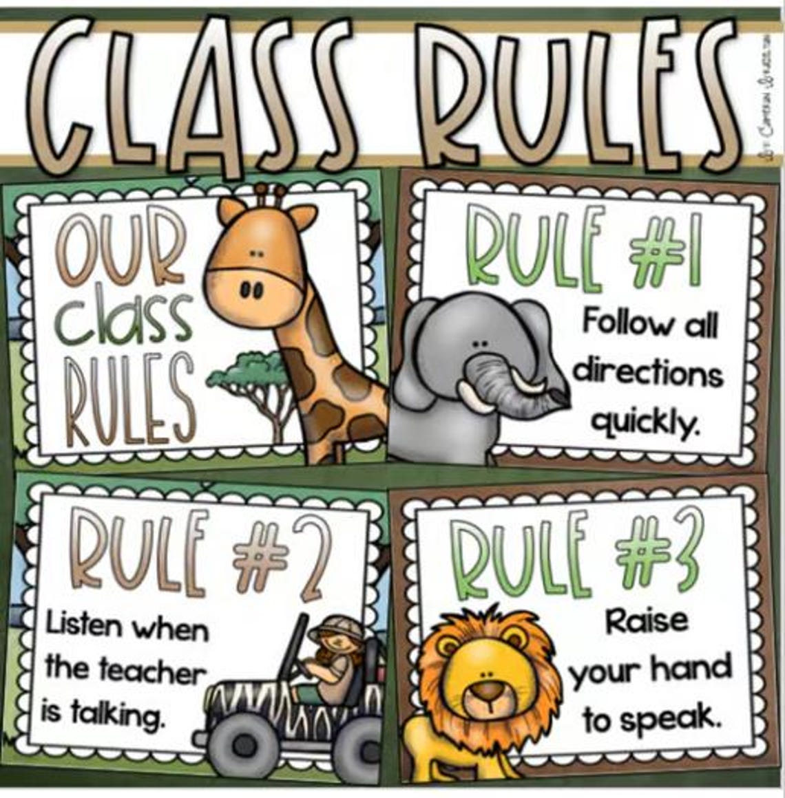 Classroom Rules Posters EDITABLE Back to School Jungle Safari Theme ...