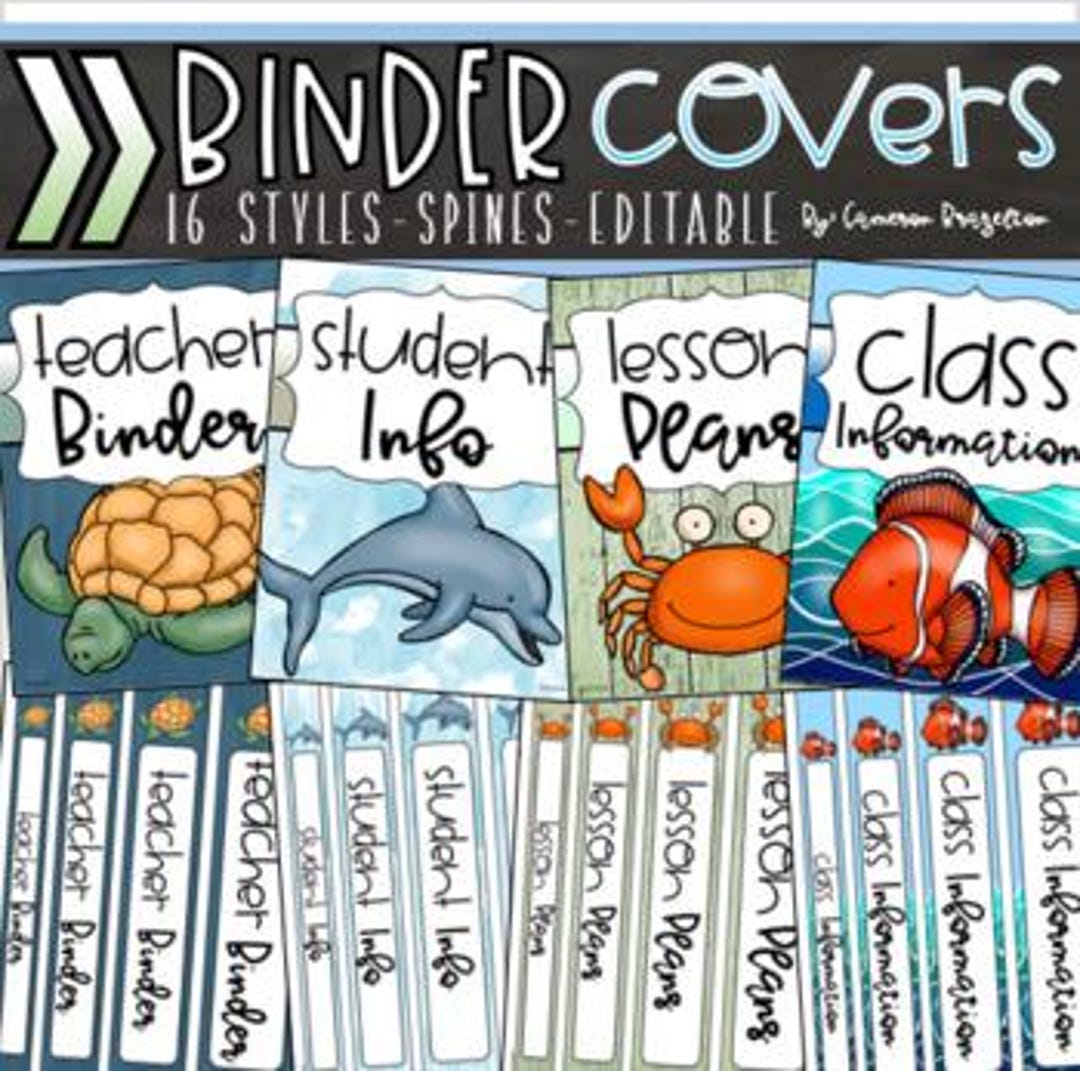 Binder Covers and Spines Teacher Planner Editable Ocean Under the Sea ...