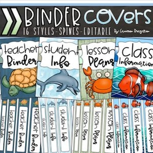 Binder Covers and Spines Teacher Planner Editable Ocean Under the Sea ...