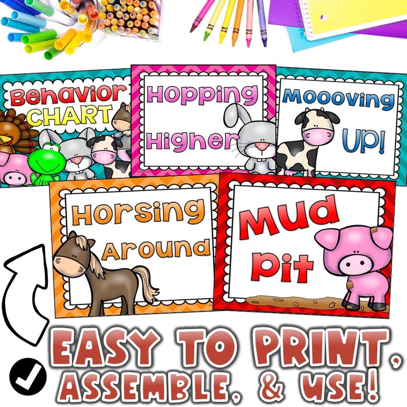 Behavior Clip Chart Farm Animals Theme for Classroom Management INSTANT ...