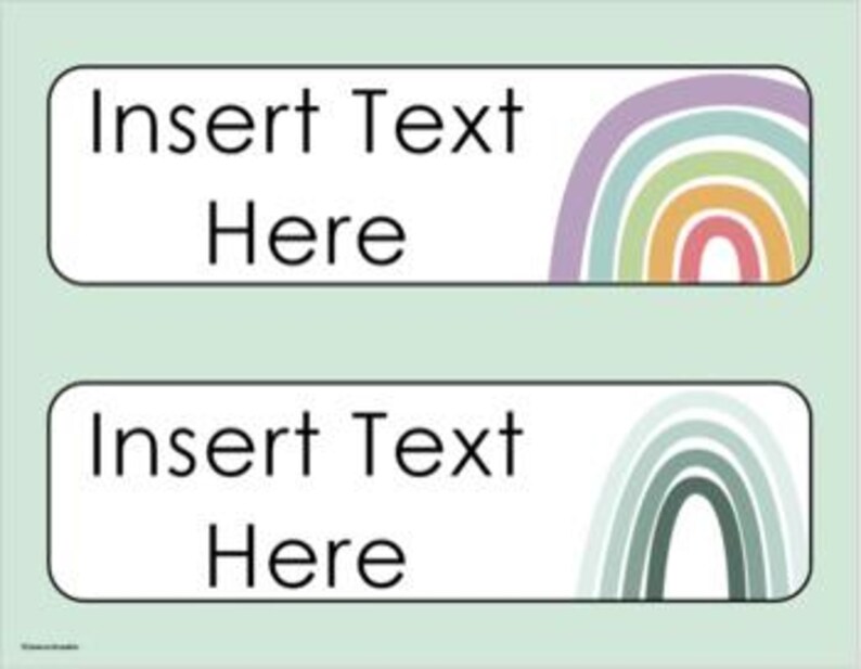 Name Tags Plates Desk Labels Boho Modern Muted Rainbow Theme EDITABLE ...