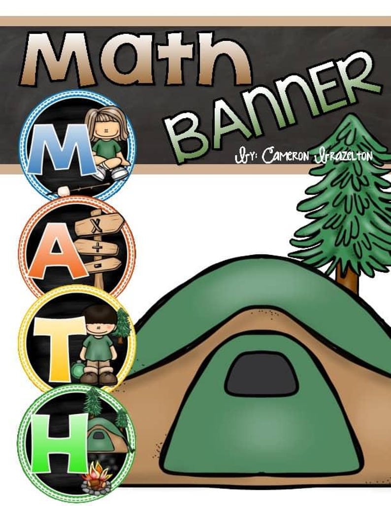 Math Banner Classroom Decoration Bulletin Board Camping Camp Out Theme ...