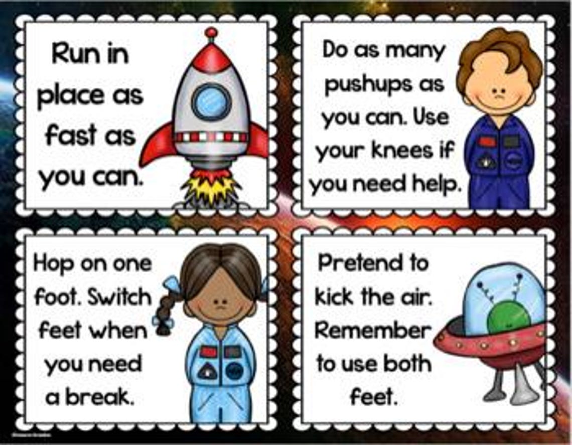 Brain Breaks Movement Cards Outer Space Theme INSTANT DOWNLOAD - Etsy