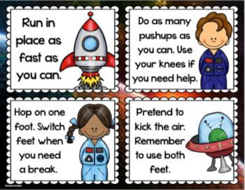 Brain Breaks Movement Cards Outer Space Theme INSTANT DOWNLOAD - Etsy