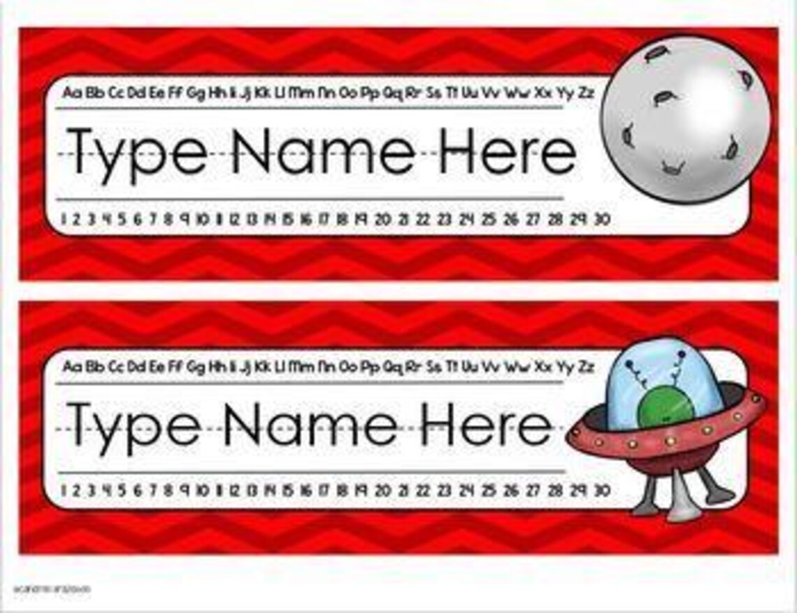 Name Tags Plates Desk Labels Outer Space Theme Editable INSTANT ...