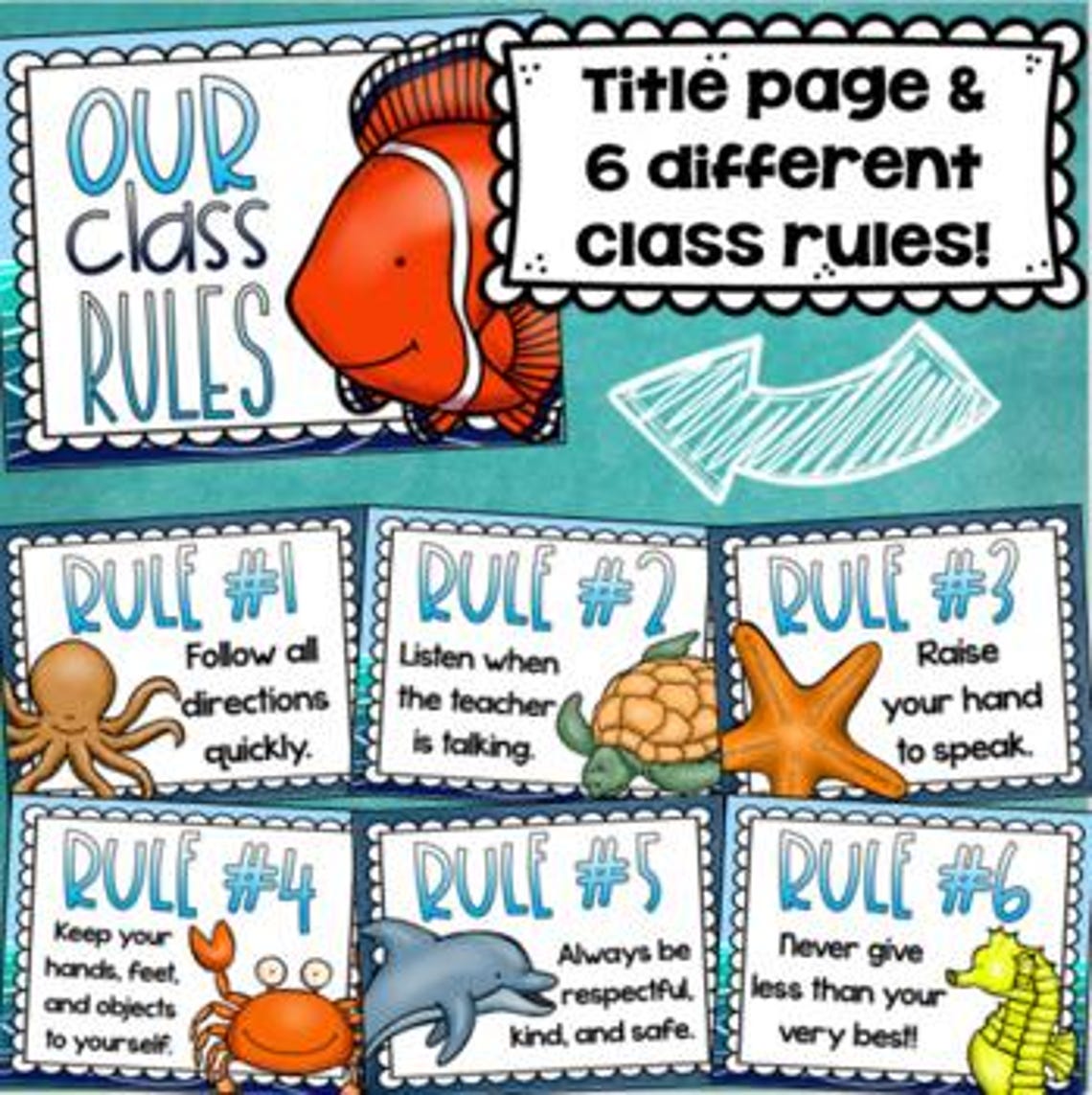 Classroom Rules Posters EDITABLE Back to School Ocean Under the Sea ...