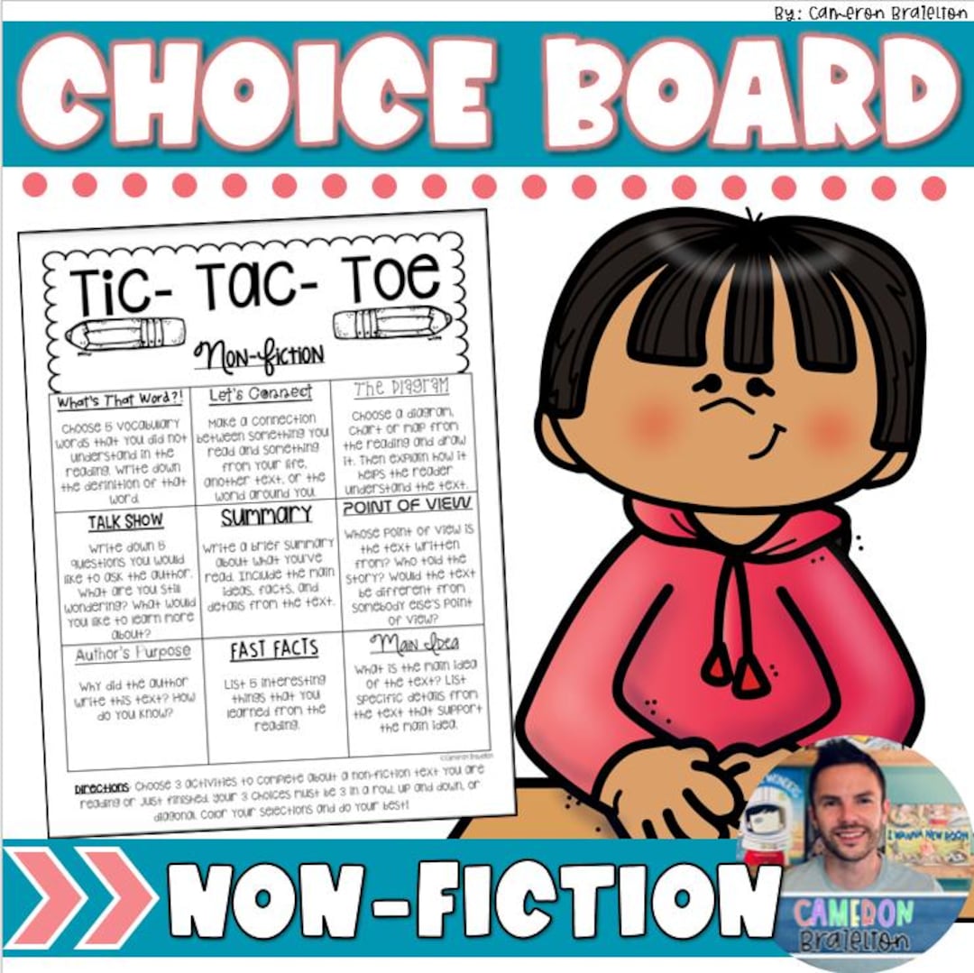Reading Response Non Fiction Tic Tac Toe Menu Choice Board - Etsy
