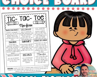 Reading Response Non Fiction Tic Tac Toe Menu Choice Board - Etsy
