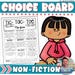 Reading Response Non Fiction Tic Tac Toe Menu Choice Board Instant ...