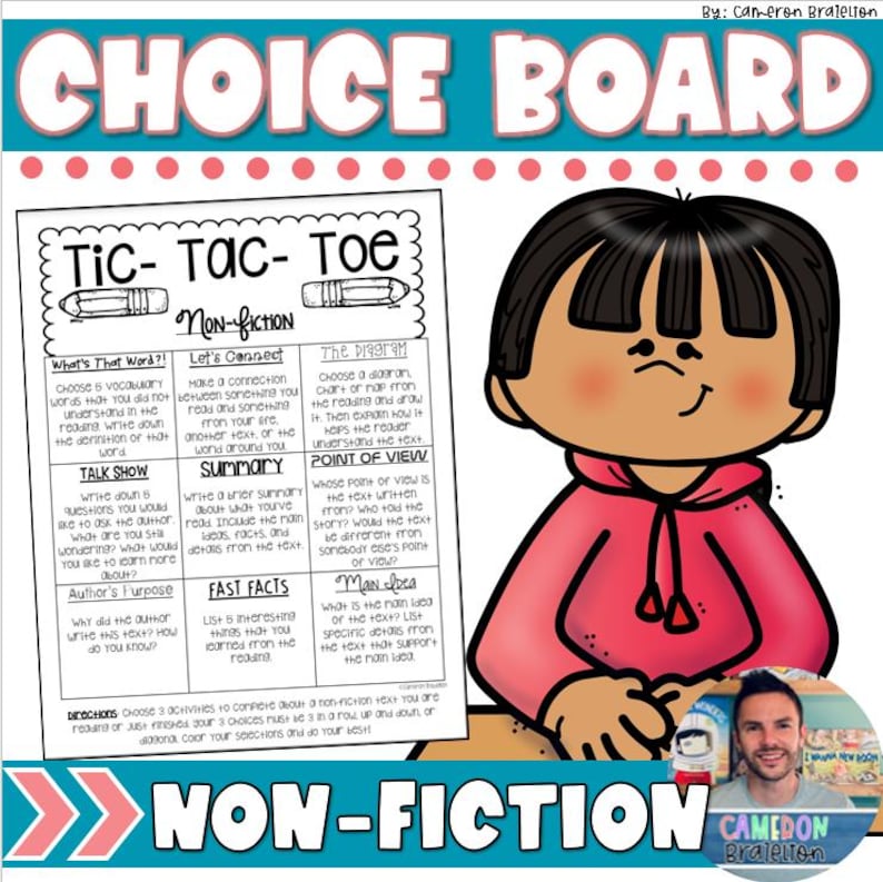 Reading Response Non Fiction Tic Tac Toe Menu Choice Board - Etsy