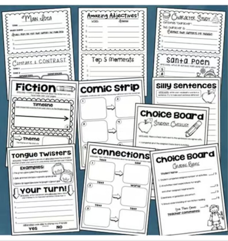 Choice Board Bundle: Fiction, Non-fiction, Writing, Vocabulary, Genre ...