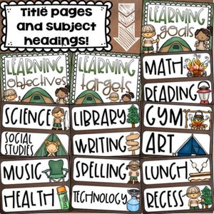 Learning Targets Bulletin Board Objectives Posters Camping Camp Out ...