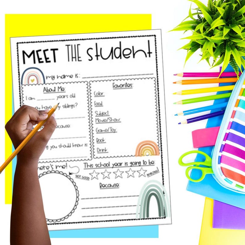 Meet the Teacher Handout: Boho Rainbow Theme (editable Instant Download ...