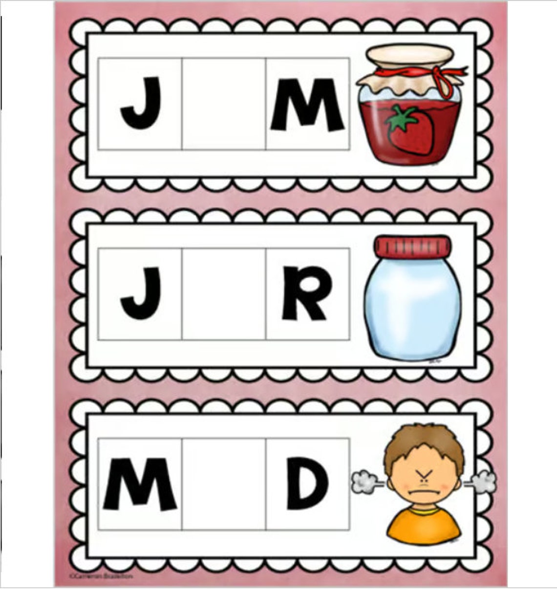 CVC Word Families Phonics Missing Beginning Middle Final Sound Card ...