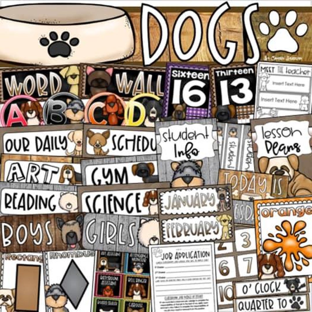 Dog Theme Class Decor Bundle (posters, Binder Covers, Schedule ...