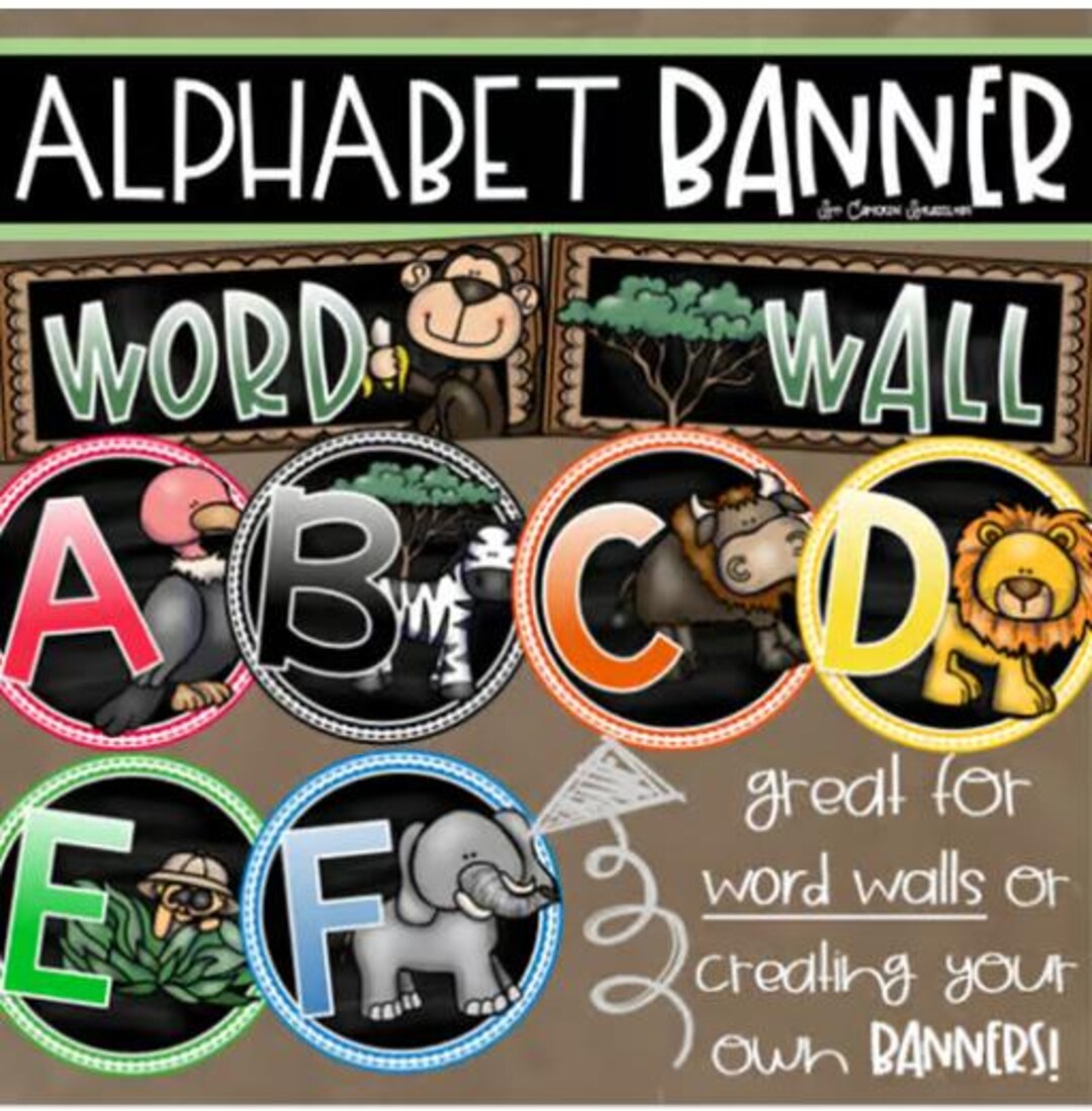Word Wall Headers Alphabet Banner Posters Signs Jungle Safari Theme - Etsy