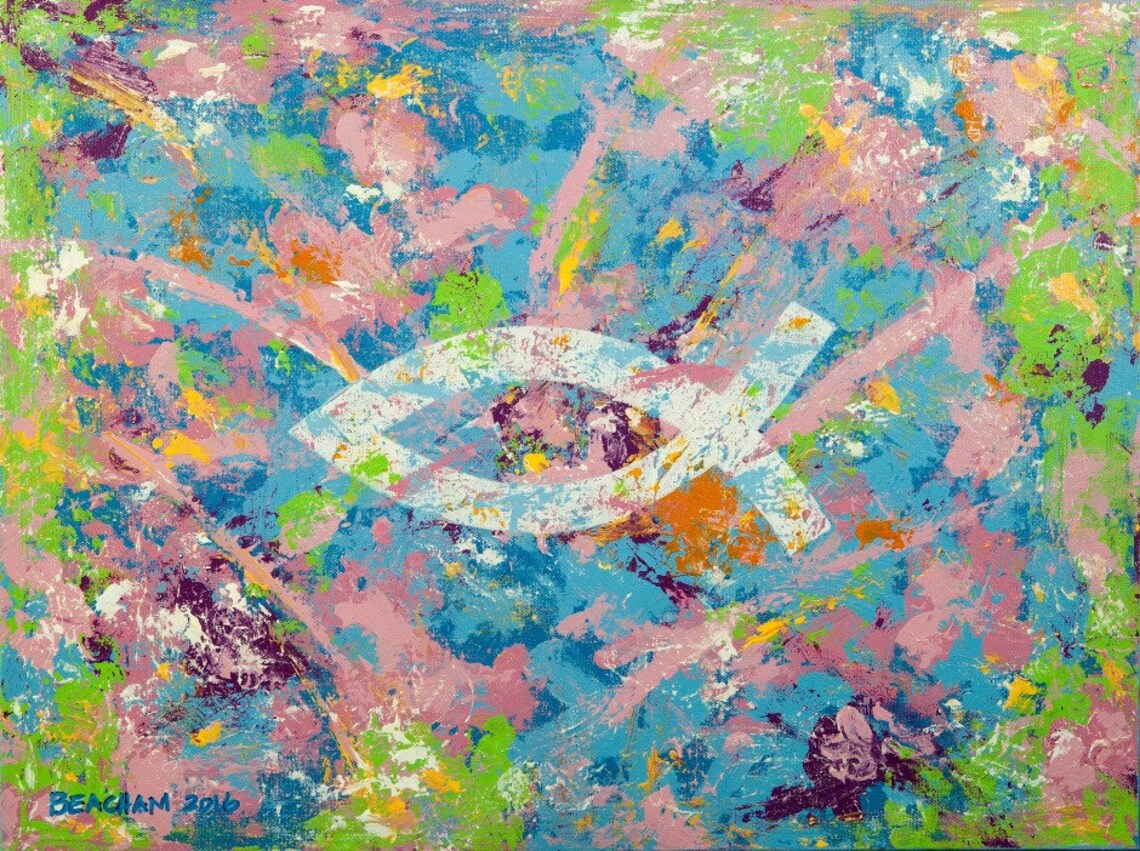 Jesus Fish, Christian Fish, Abstract Pastel Color Painting, Fish Art ...