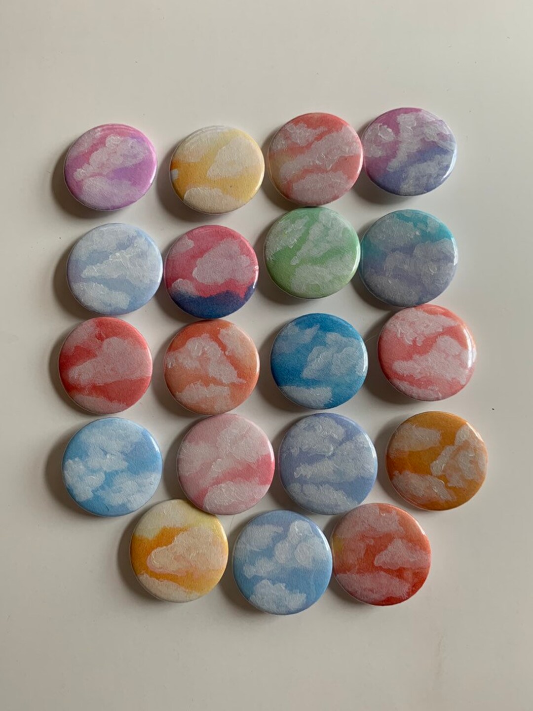 Pastel Watercolor Cloud Button Pin - Etsy