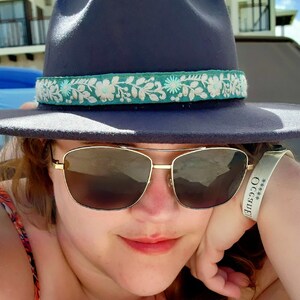 Jayden Hat Band, Turquoise, Jade, Green, Floral, Patterned, Decorative, Western, Womens ...