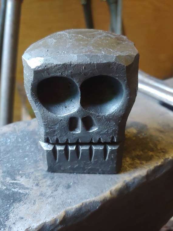 Steel Skull. Large Hand Forged Steel Skull Sculpture. - Etsy