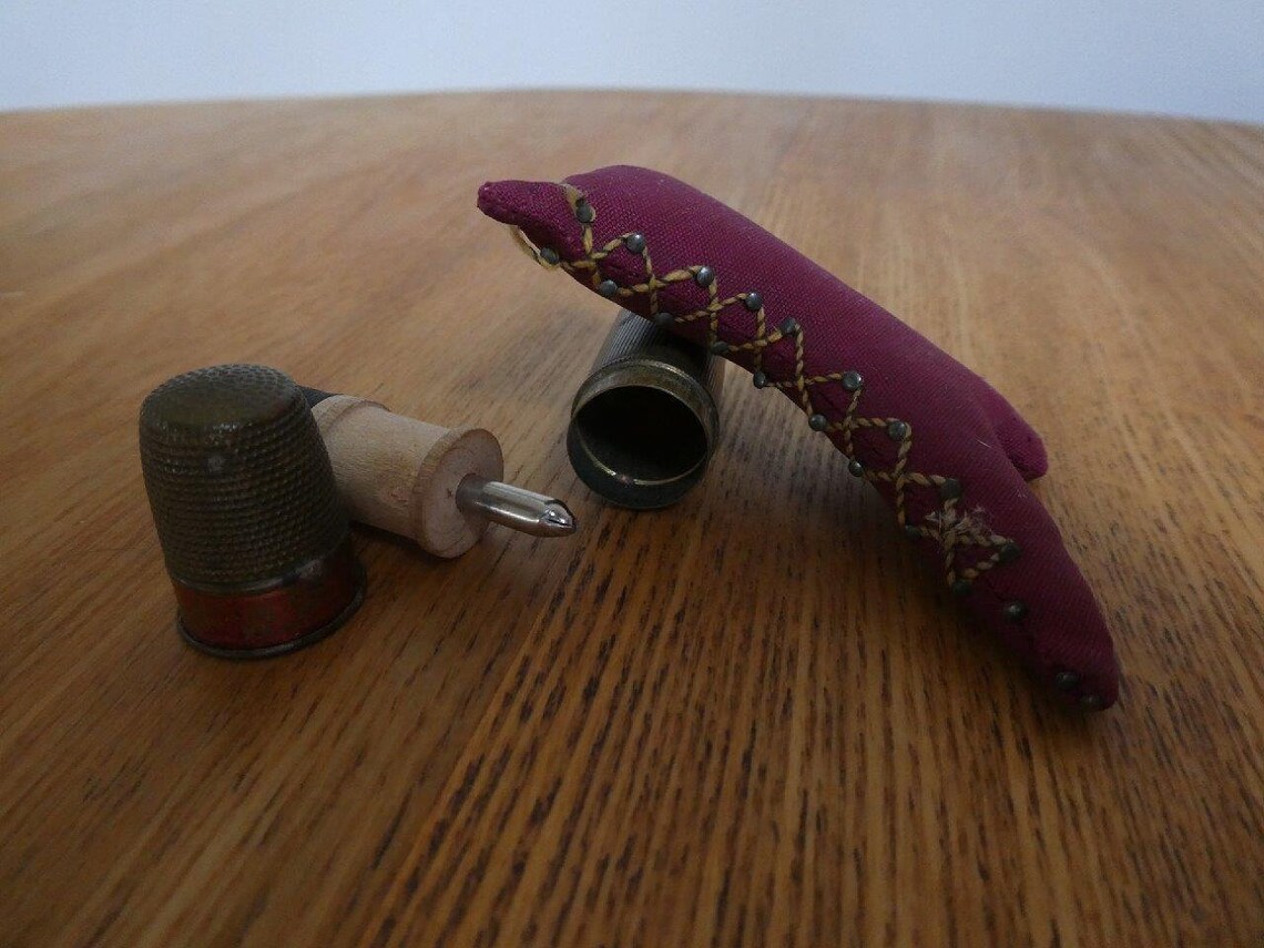 Victorian Pin Cushion Thread Holder and Thimble - Etsy