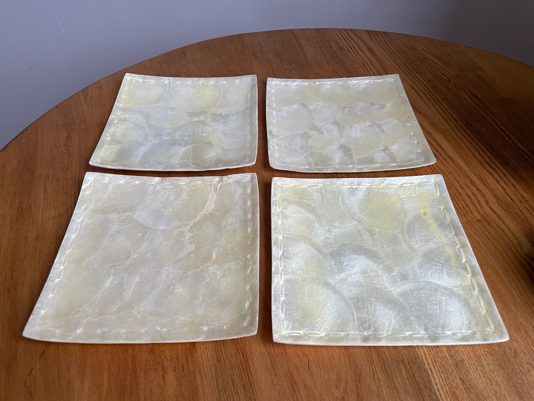 Vintage Capiz Shell Plates Hollywood Regency Set of 4 - Etsy