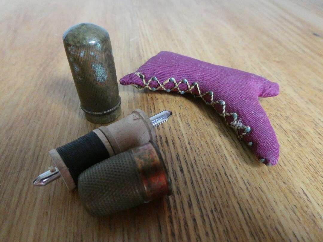 Victorian Pin Cushion Thread Holder and Thimble - Etsy
