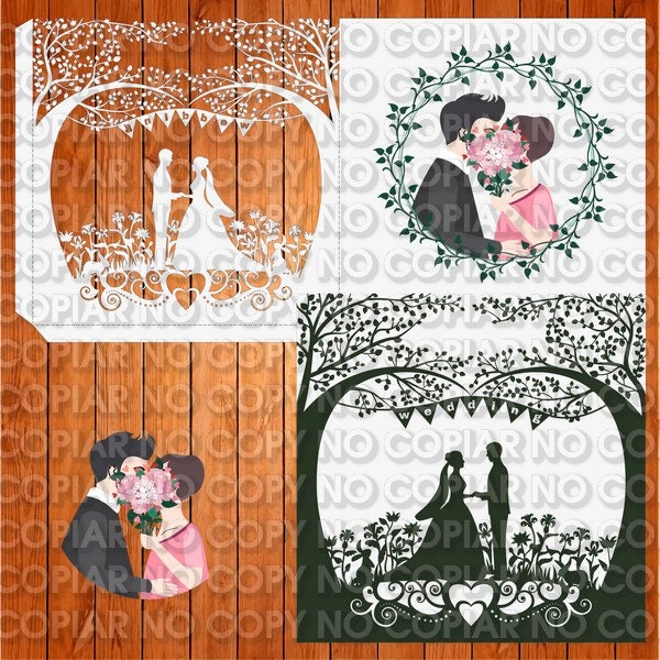 Wedding card invitation template figures heart boyfriends | Etsy