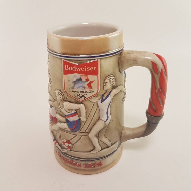Vintage Budweiser Beer Mug Collectible 1984 Olympics Etsy