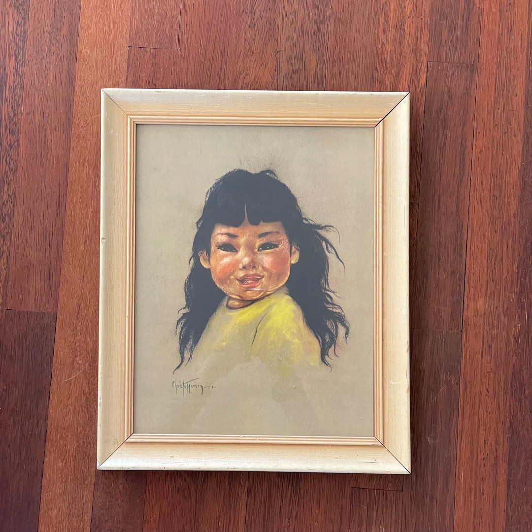 Vintage Gerda Christoffersen 1953 Framed Original Art Indigenous Girl ...