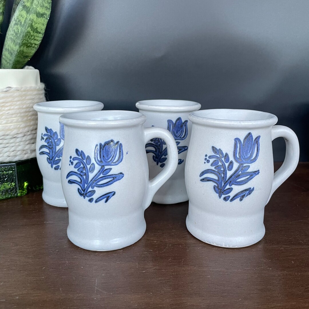 Vintage Pfaltzgraff Blue Stoneware Coffee Mug Set of Four, Blue ...