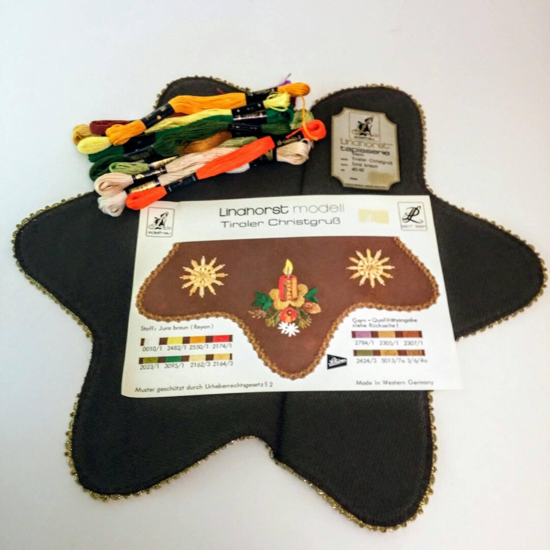 Vintage German Christmas Table Linen Kit, Centerpiece Embroidery ...