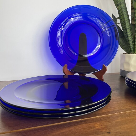 Dining & Serving Kitchen & Dining Set of 4 Cobalt Blue Sapphire plates ...