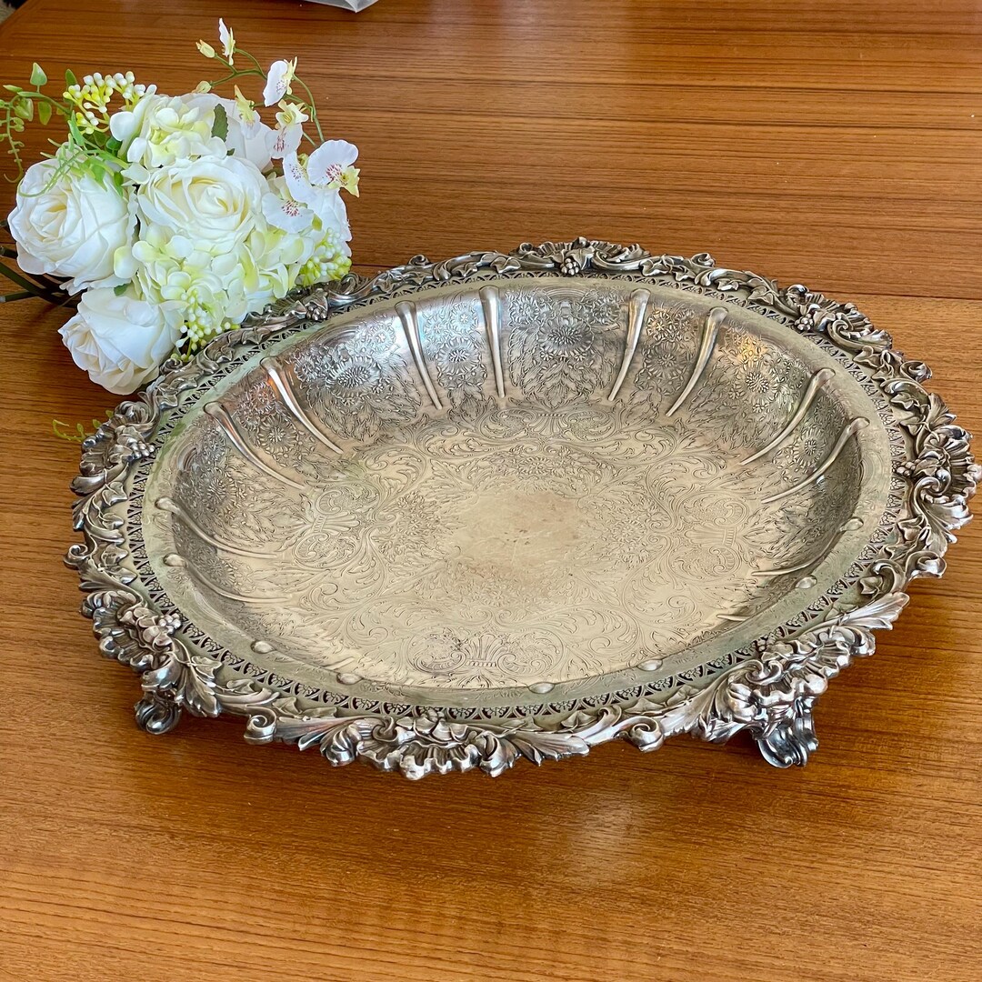 Valentines Gift Vintage Birks Regency Deep Claw Foot Tray 17 in Chased ...