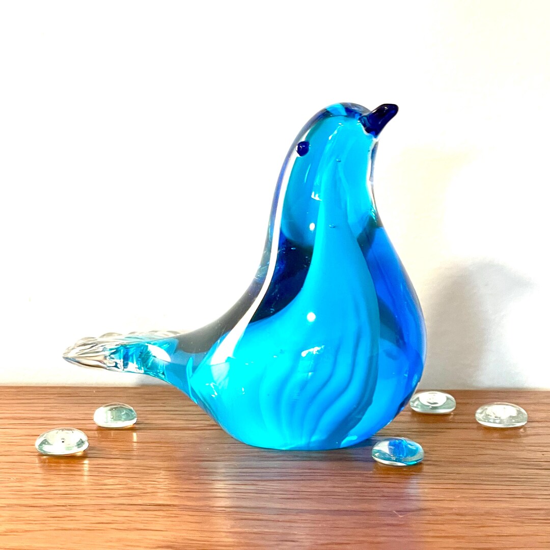 Vintage Murano Glass Bluebird of Happiness 2.2 Lb Blue Bird Encased ...
