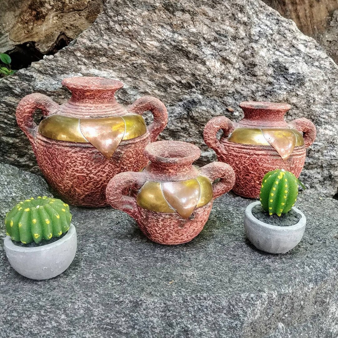 Vintage Mexican Clay Pots Terracotta Pottery | Set of 3 Barro Olla Bola ...