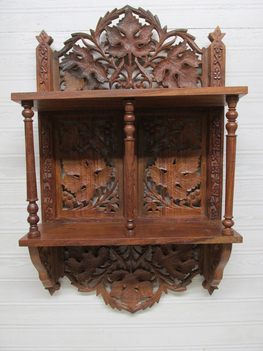 Rosewood Indian Wall Shelf With Lattice Detailing/solid Wood Foldable ...